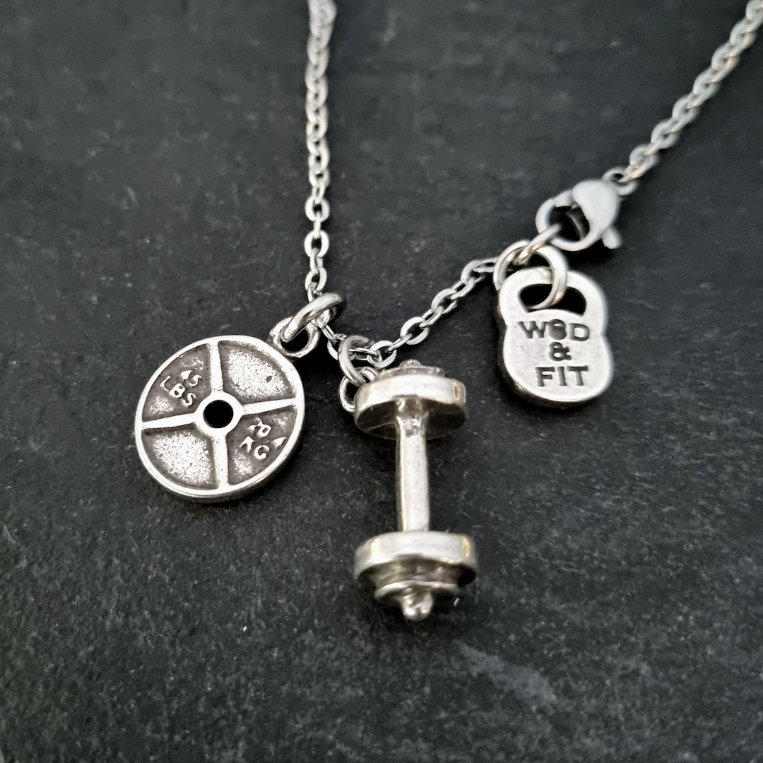 Gym Necklace Barbell Motivation Thruster Workout · Fitness Gifts ...