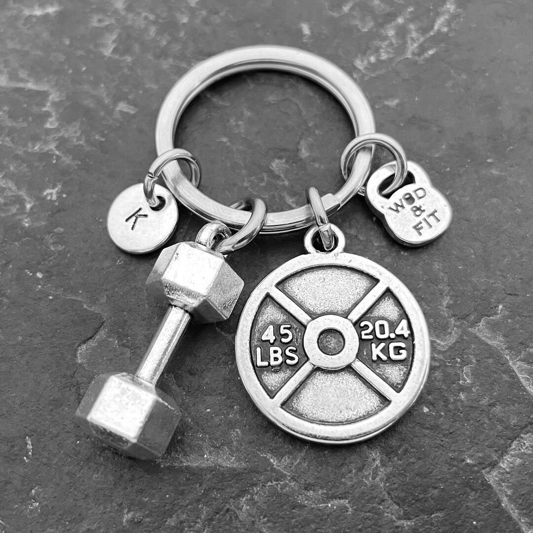 Gym Key Ring Dumbbell Weight Plate 45lbs Initial - Gym Motivation ...