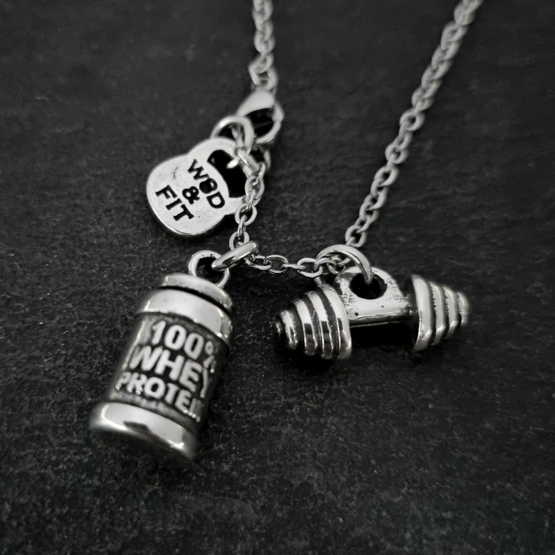 Gym Pendant Necklace 100% Whey Protein Weight · Gym Gift · Fitness ...