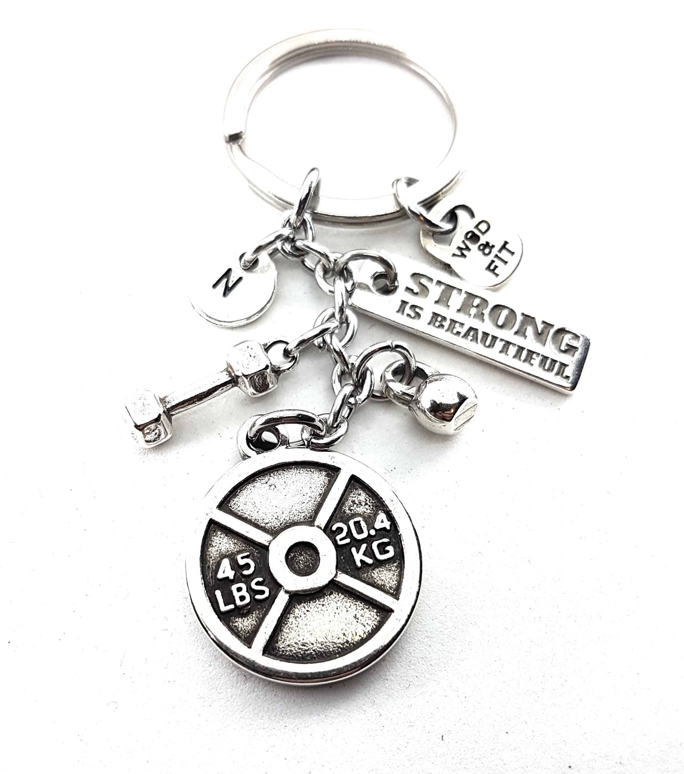 Keychain Rich Workout Weight Plate 45lbs Motivation Fitness jewels ...