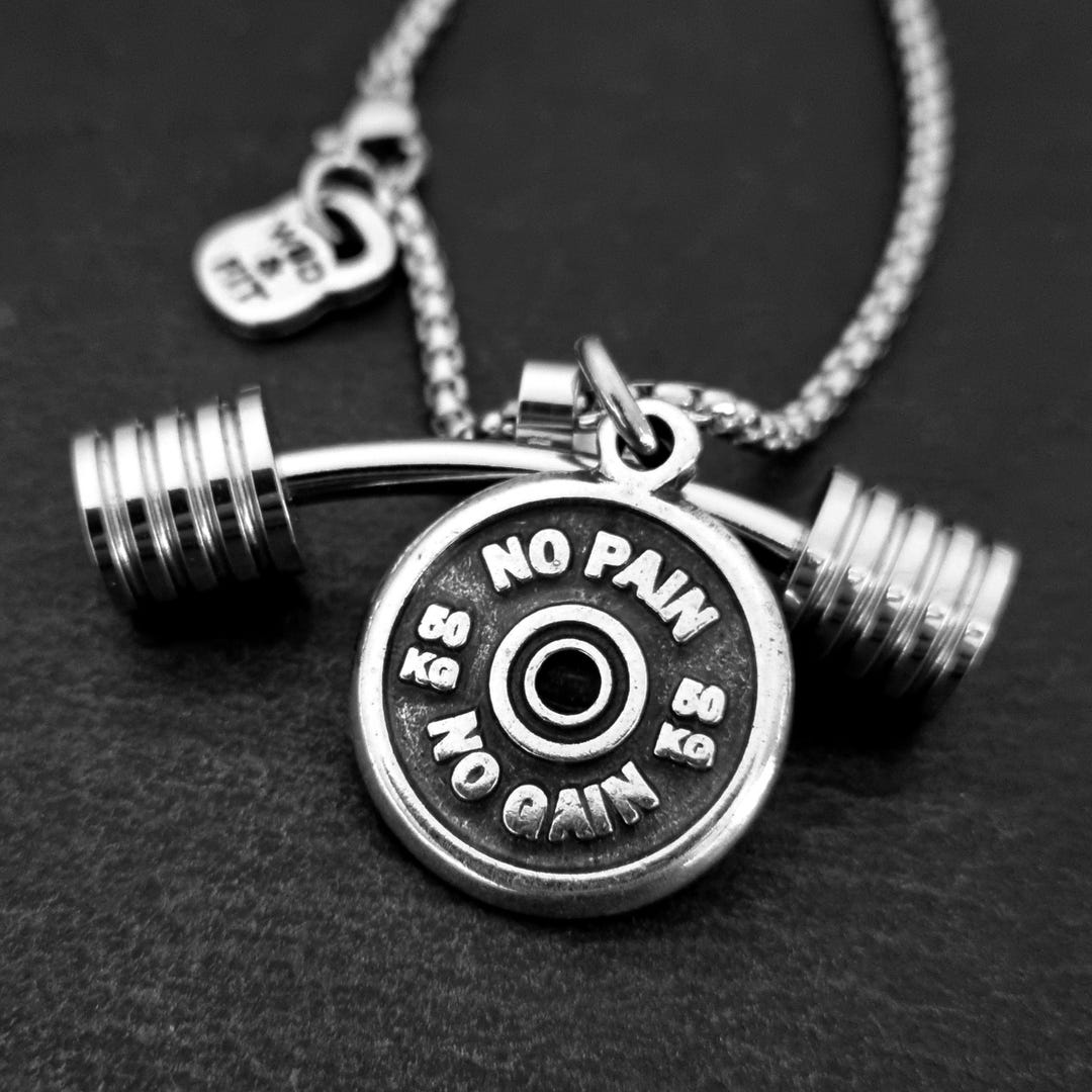Gym Necklace Strongman Workout Barbell Weight Plate · Motivation Gift ...