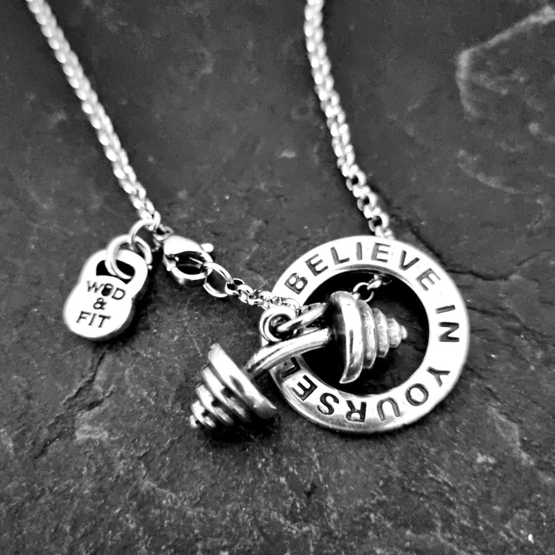Gym Ketting Bar Ring Motivatie en Initial Gepersonaliseerd cadeau ...