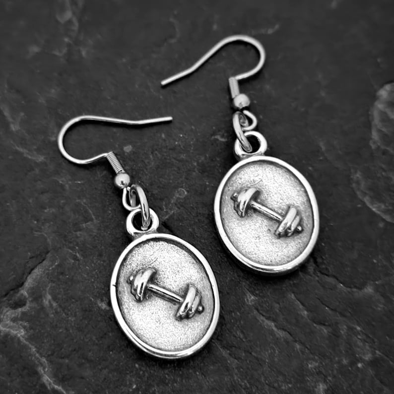 Barbell Earrings Cabuchon Bodybuilding · Gym Gift · Fitness Gift · Gym ...
