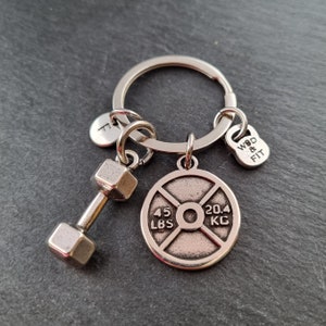Gym Key Ring Dumbbell Weight Plate 45lbs Initial - Gym Motivation ...