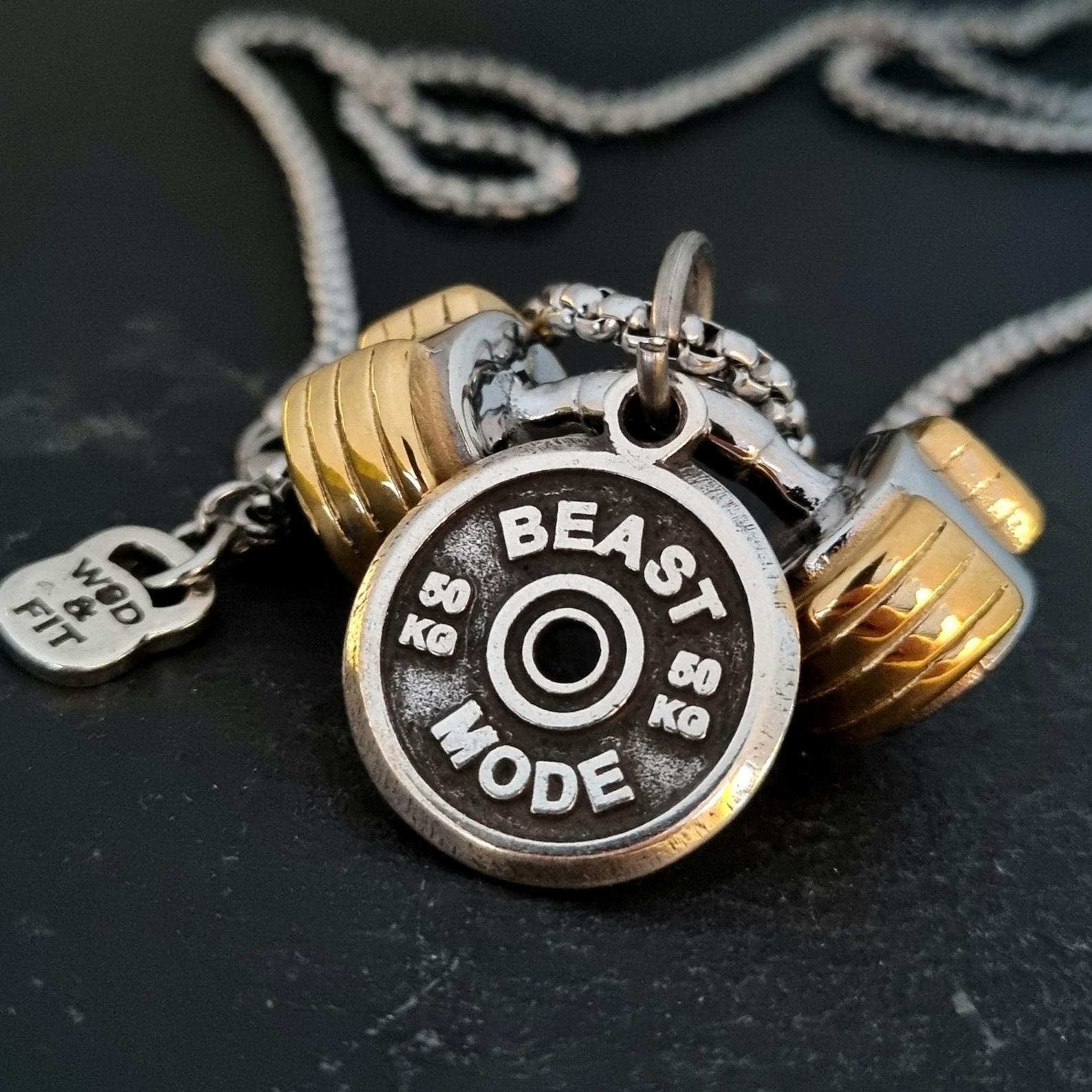 GYM Necklace Gold Bent Barbell Bodybuilding Gift · Boyfriend Gift ...