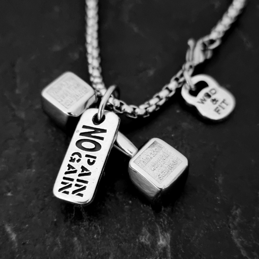 Gym Necklace Power Dumbbell Workout Motivation Bodybuilding Fitness ...