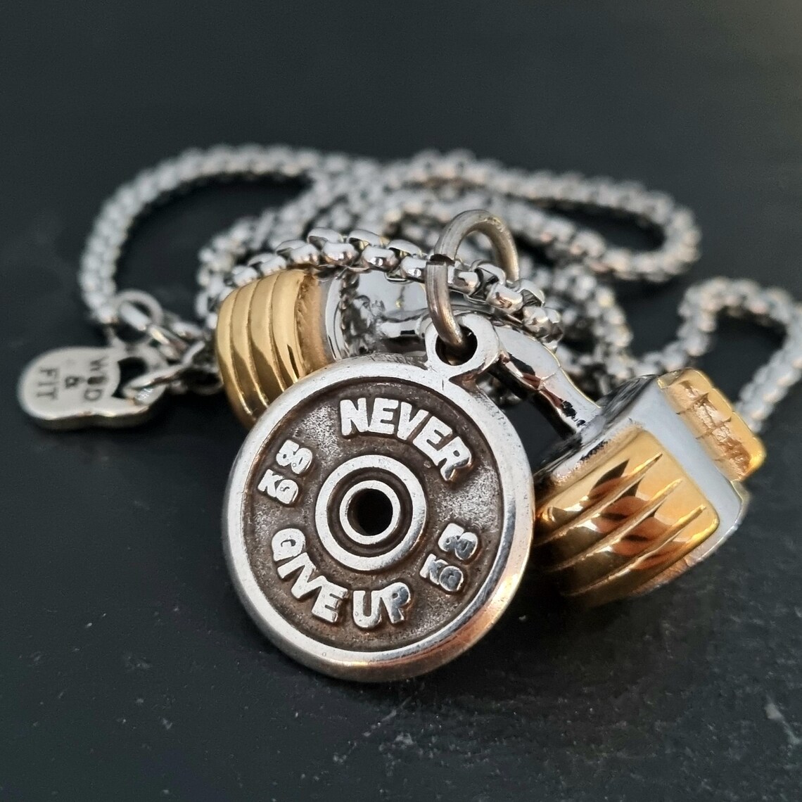 GYM Necklace Gold Bent Barbell Bodybuilding Gift · Boyfriend Gift ...