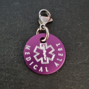 Medical Alert Id Tag Custom Engraved Aluminum Round 20mm - Medical ...