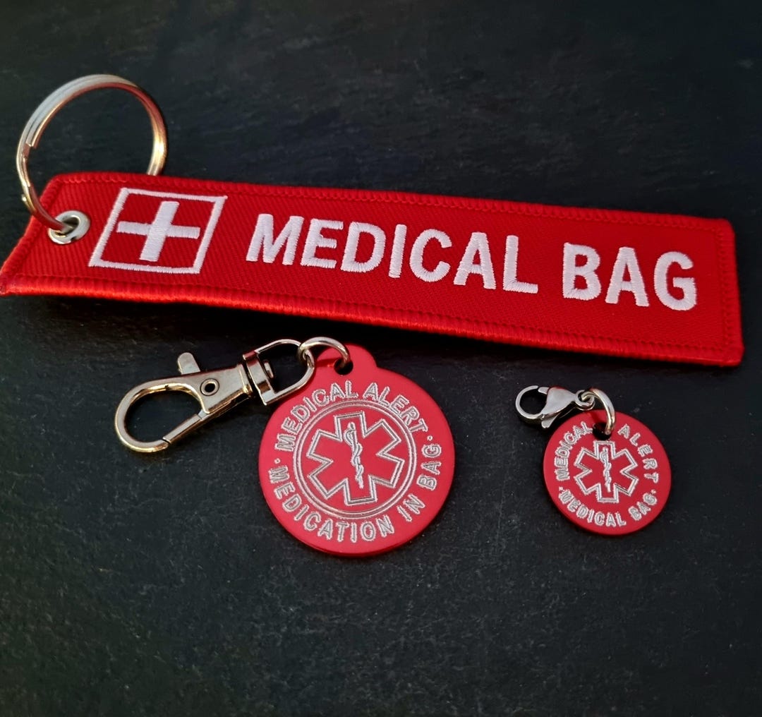 Emergency Medical Alert Medical Bag + Aluminum Tags · Epipen Inside ...
