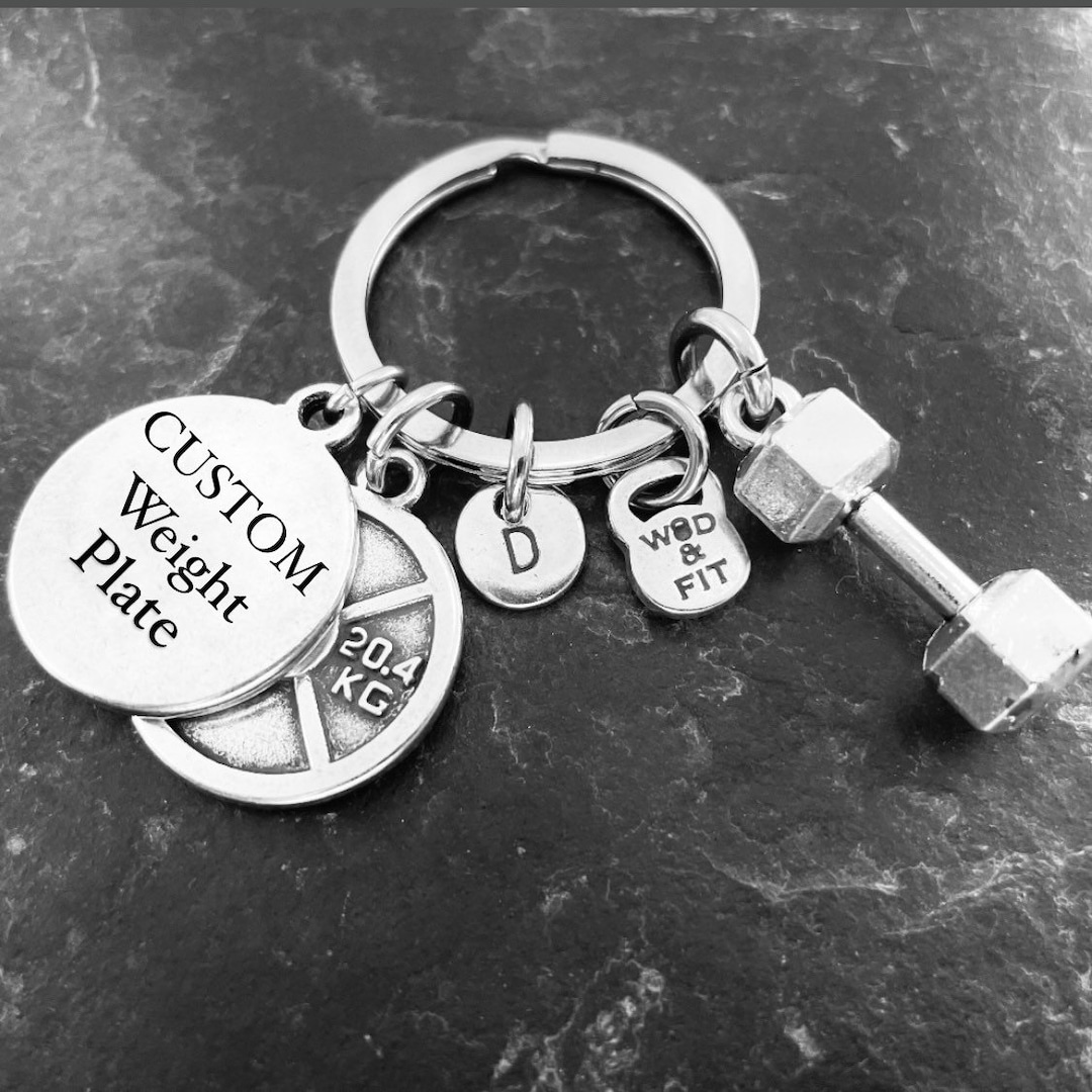 Personalized Gym Keyring Dumbbell Custom Weight Plate 45lbs · Boyfriend ...
