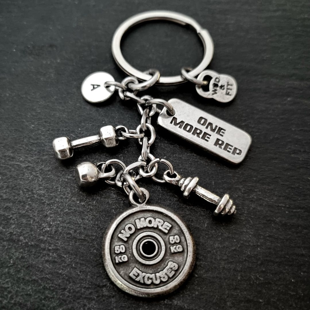 Personalized Gym Keychain NO MORE EXCUSES · Encouraging Fitness Gift ...
