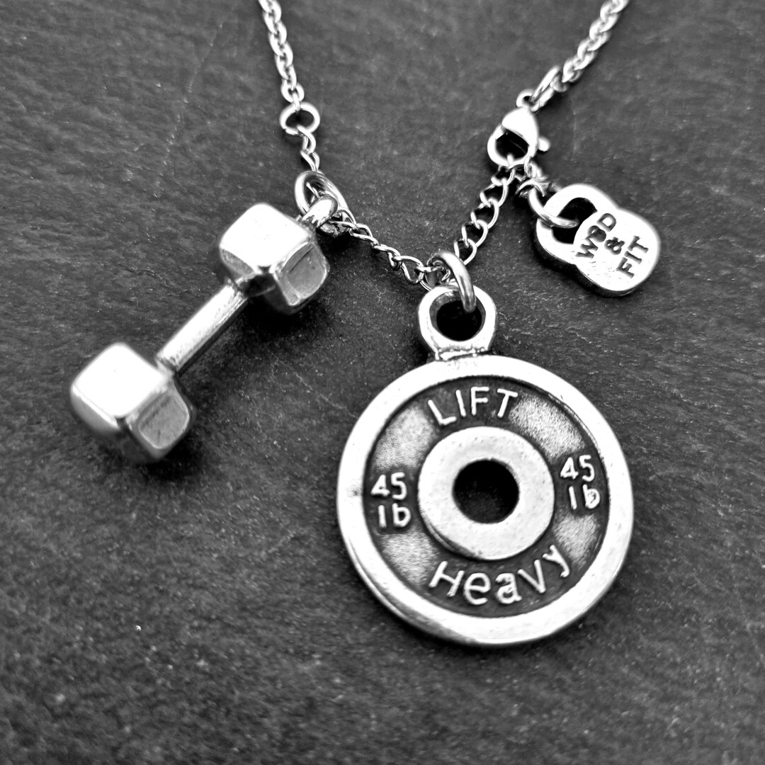 Gym Necklace Weight Plate Lift Heavy Dumbbell BIG · Motivation Gift ...