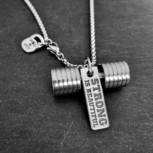 Gym Necklace Barbell Big Strongman Gym Gifts ·custom Necklace ·barbell ...