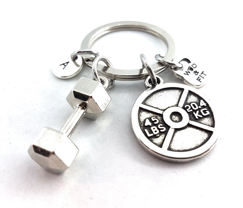 Gym Key ring Dumbbell & Weight Plate 45lbs Initial Workout | Etsy
