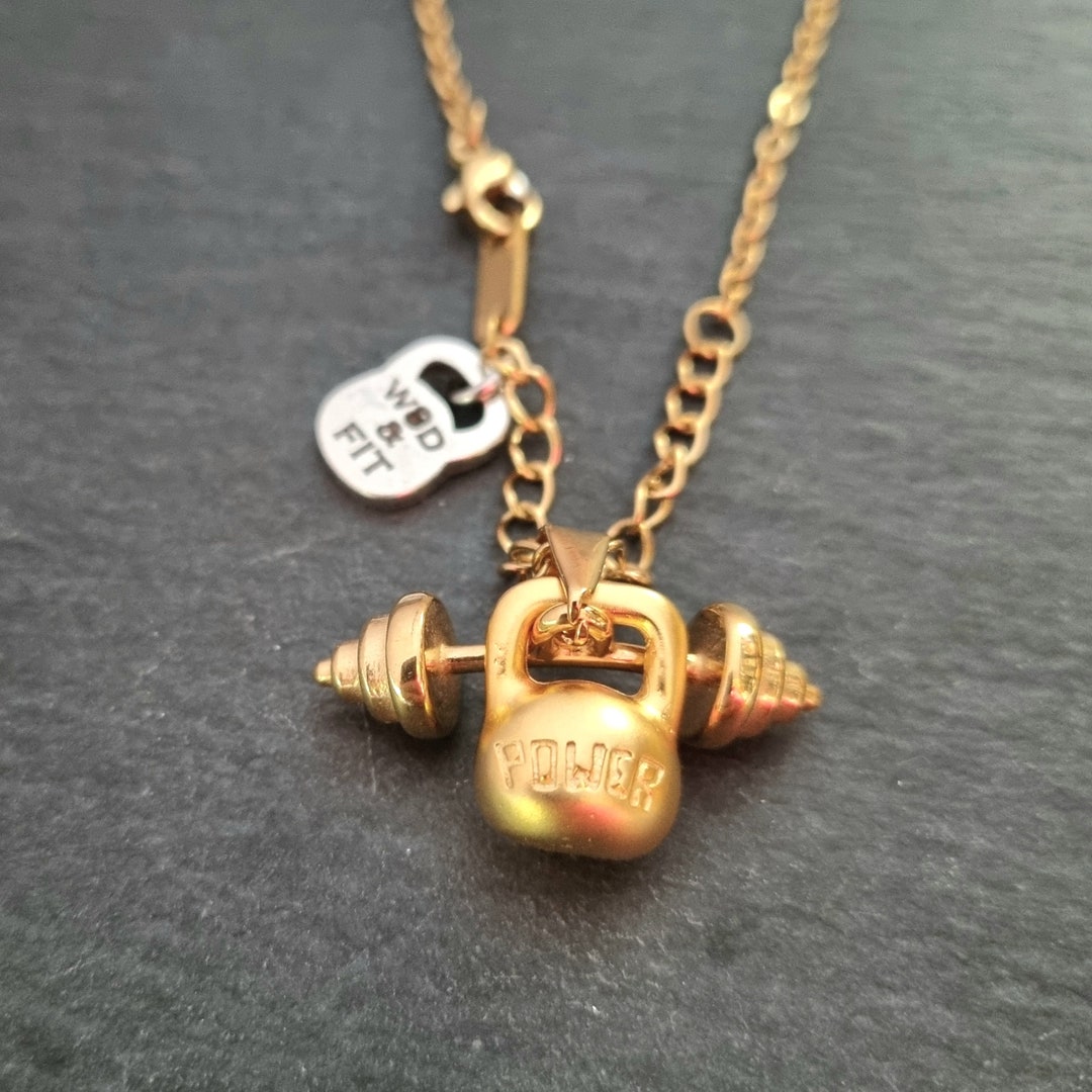 Barbell Gold Gym Necklace Weight Gift Bodybuilding · Gym Gift- Weight ...