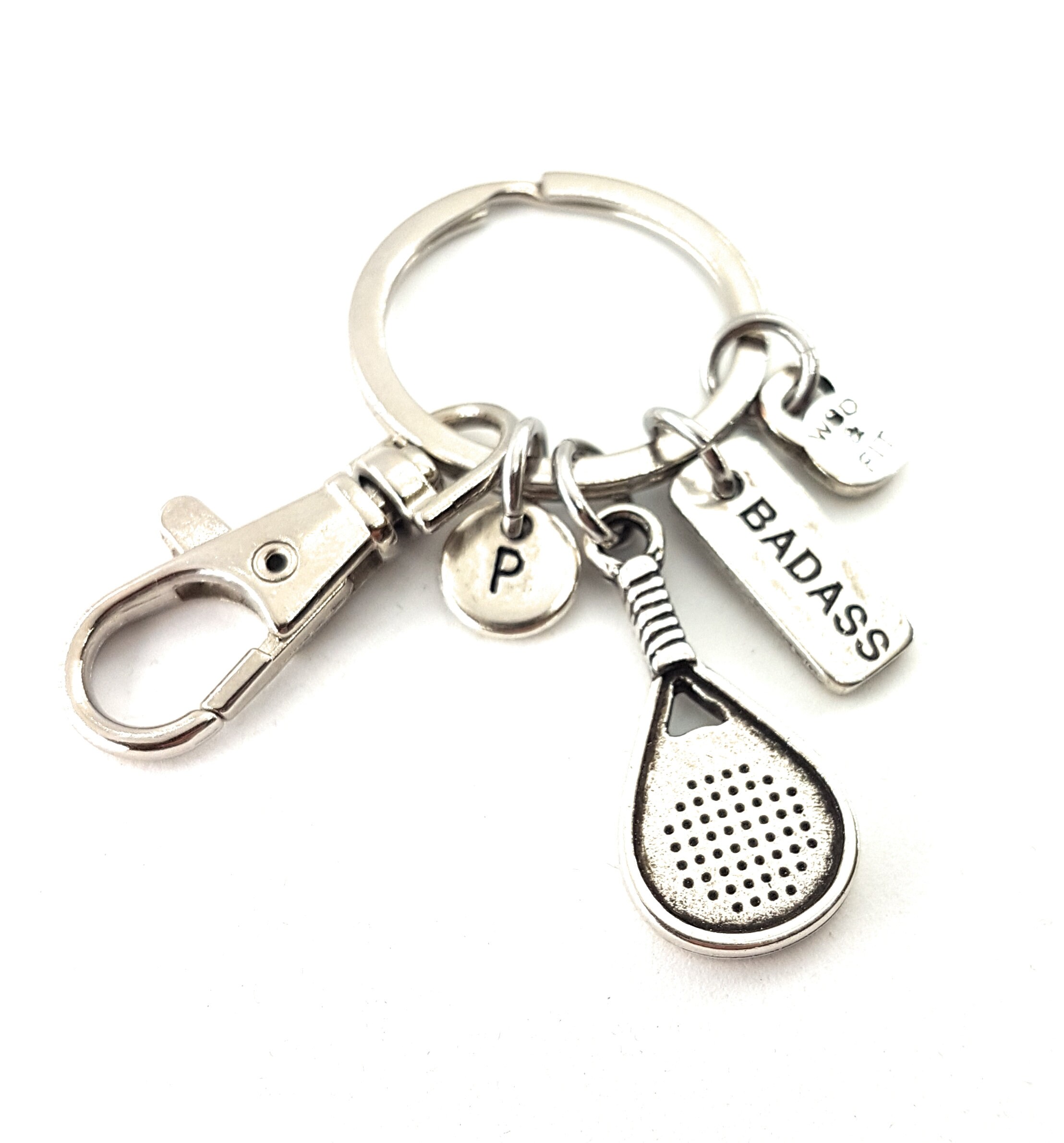 Key ring Padel-Tennis Custom Motivational Word & Initial.Custom Gift ...