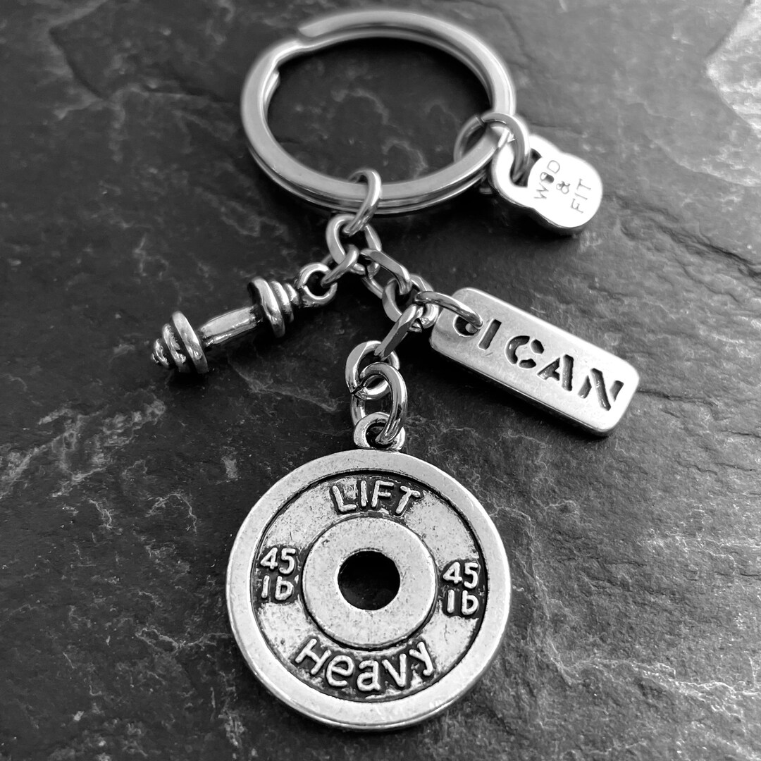 Gym Personalized Keychain Weight Plate 45lbs Lift Heavy · Custom Gift ...