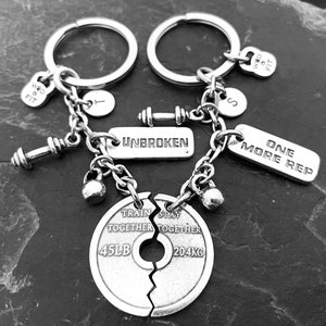 Couple Gym Keyring Weight Plate Always Together One More Rep Unbroken ...
