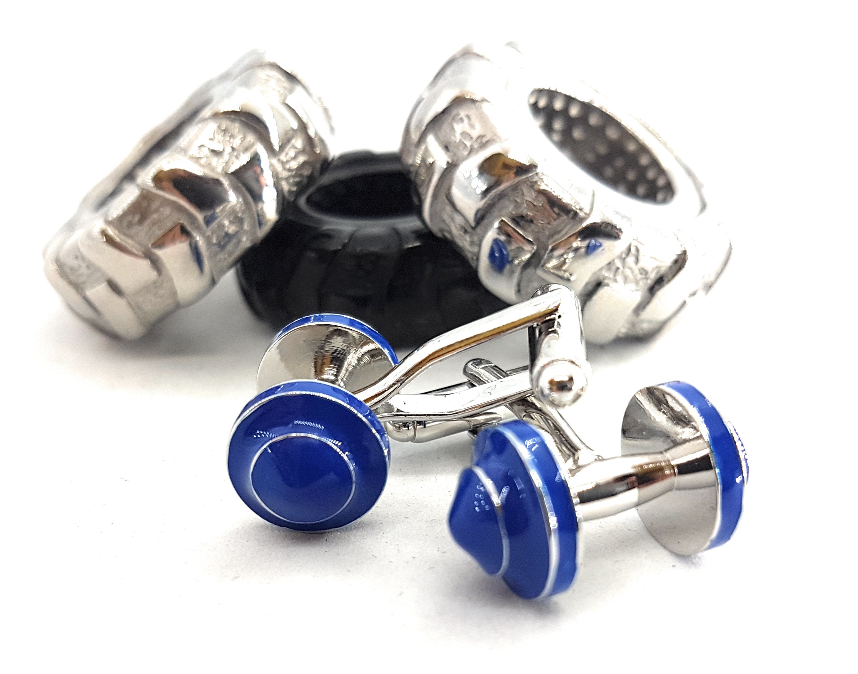 Gym Cufflinks Dumbbell Blue Barbell · Weight lifting · Bodybuilding · Cuff links · Dad Gift ...