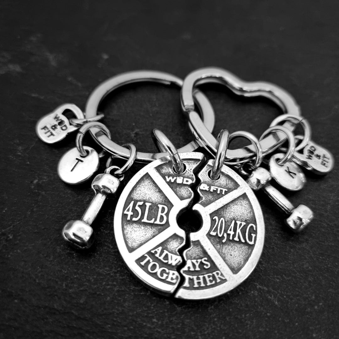 Couple Gym Keyring Weight Plate Always Together Dumbbell · BFF Gift ...