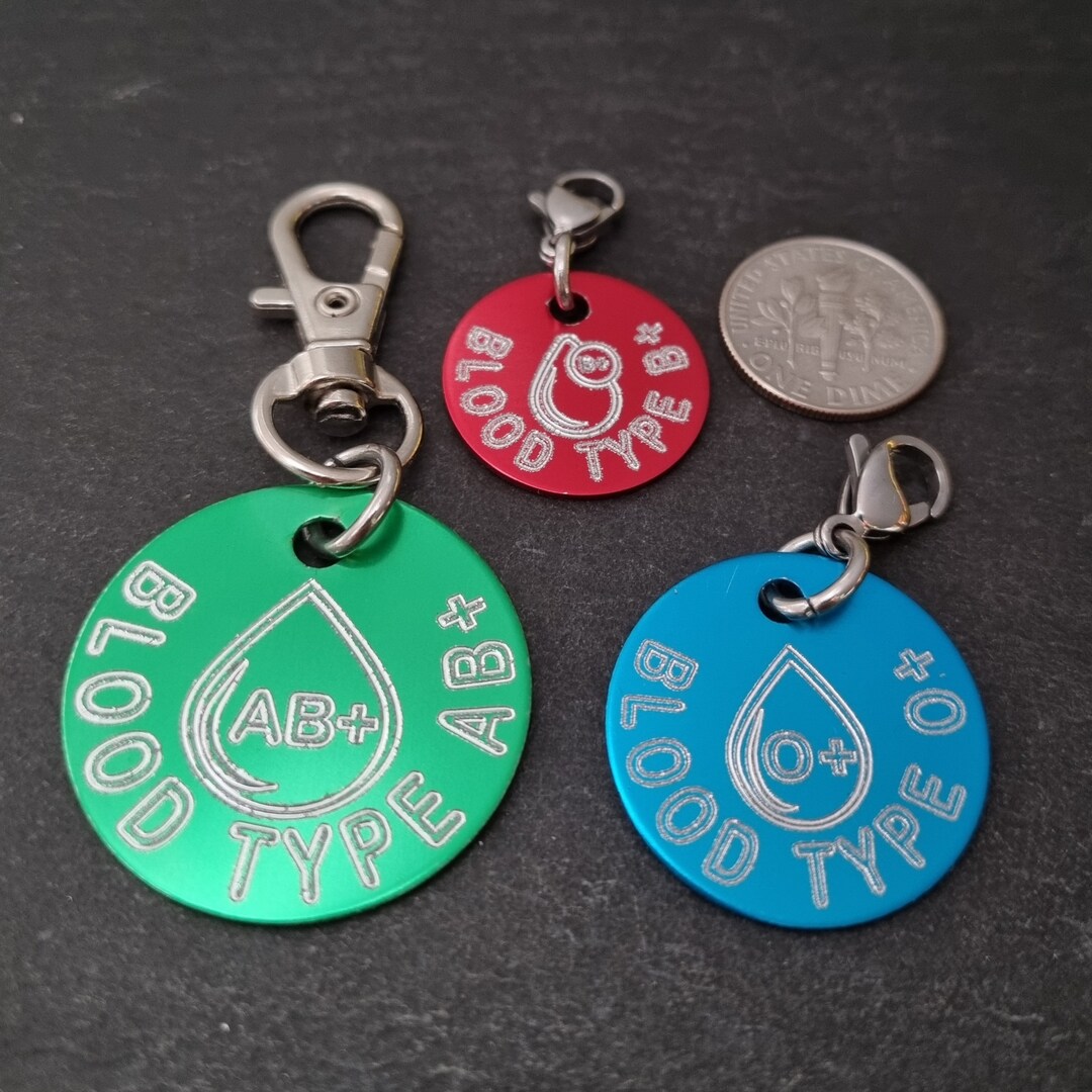 Blood Type Tag Blood Group Aluminum Customized - Medical Elert - Blood ...