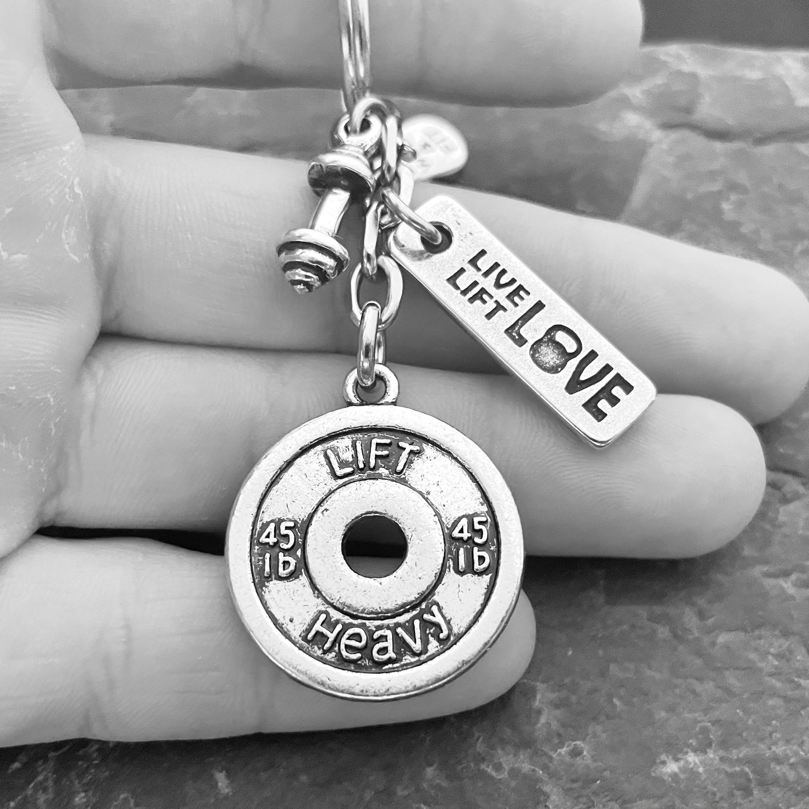 Gym Personalized Keychain Weight Plate 45lbs Lift Heavy · Custom Gift ...