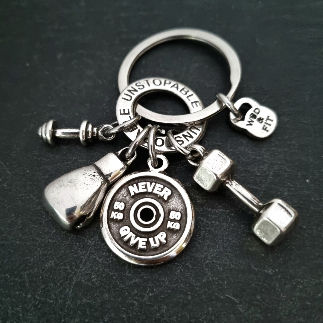 Custom Keyring Boxing Ring Motivation Weight Plate· Boxing Gloves ...