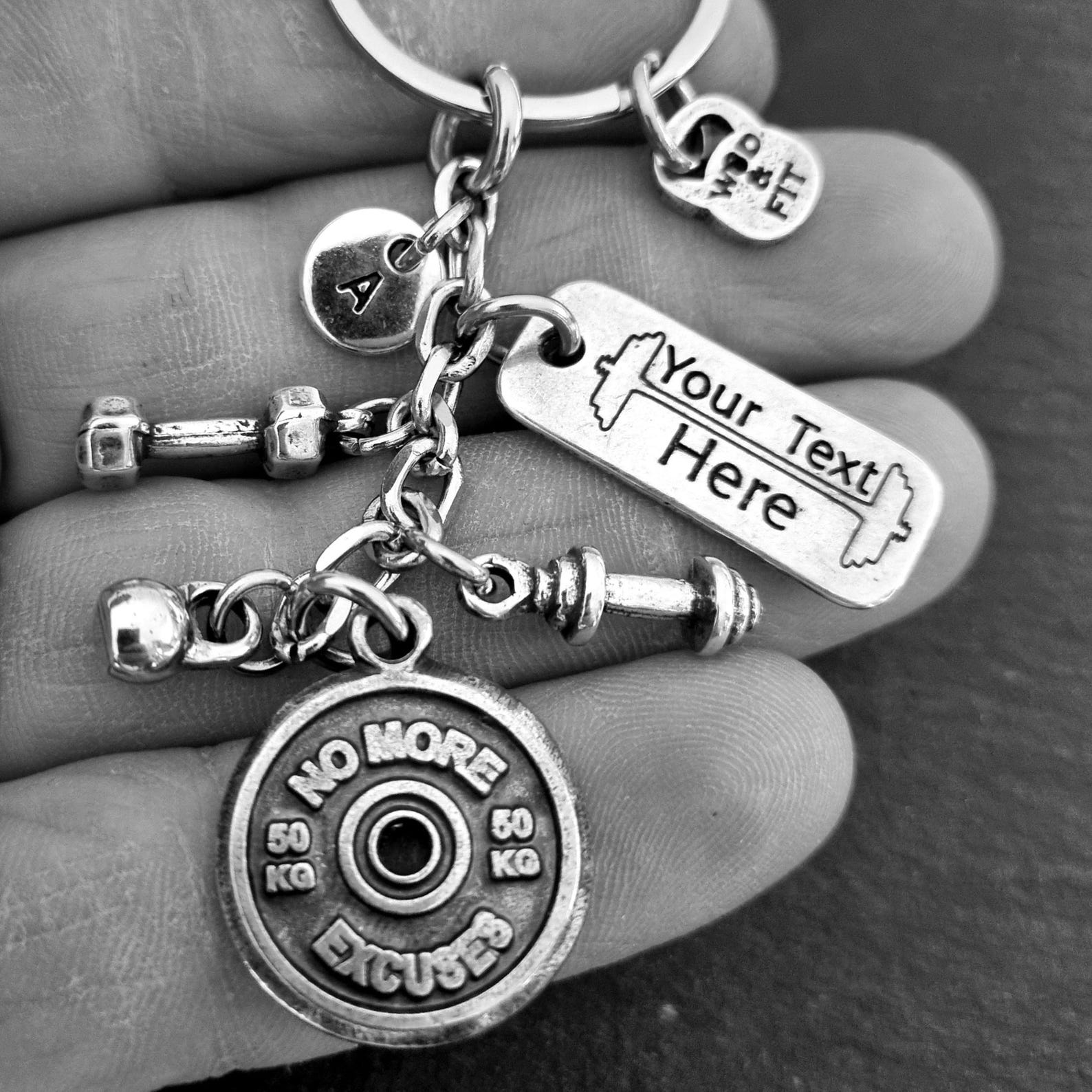 Personalized Gym Keychain NO MORE EXCUSES · Encouraging Fitness Gift ...