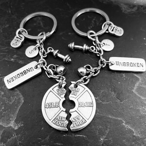 Couple Gym Keyring Weight Plate Always Together One More Rep Unbroken ...