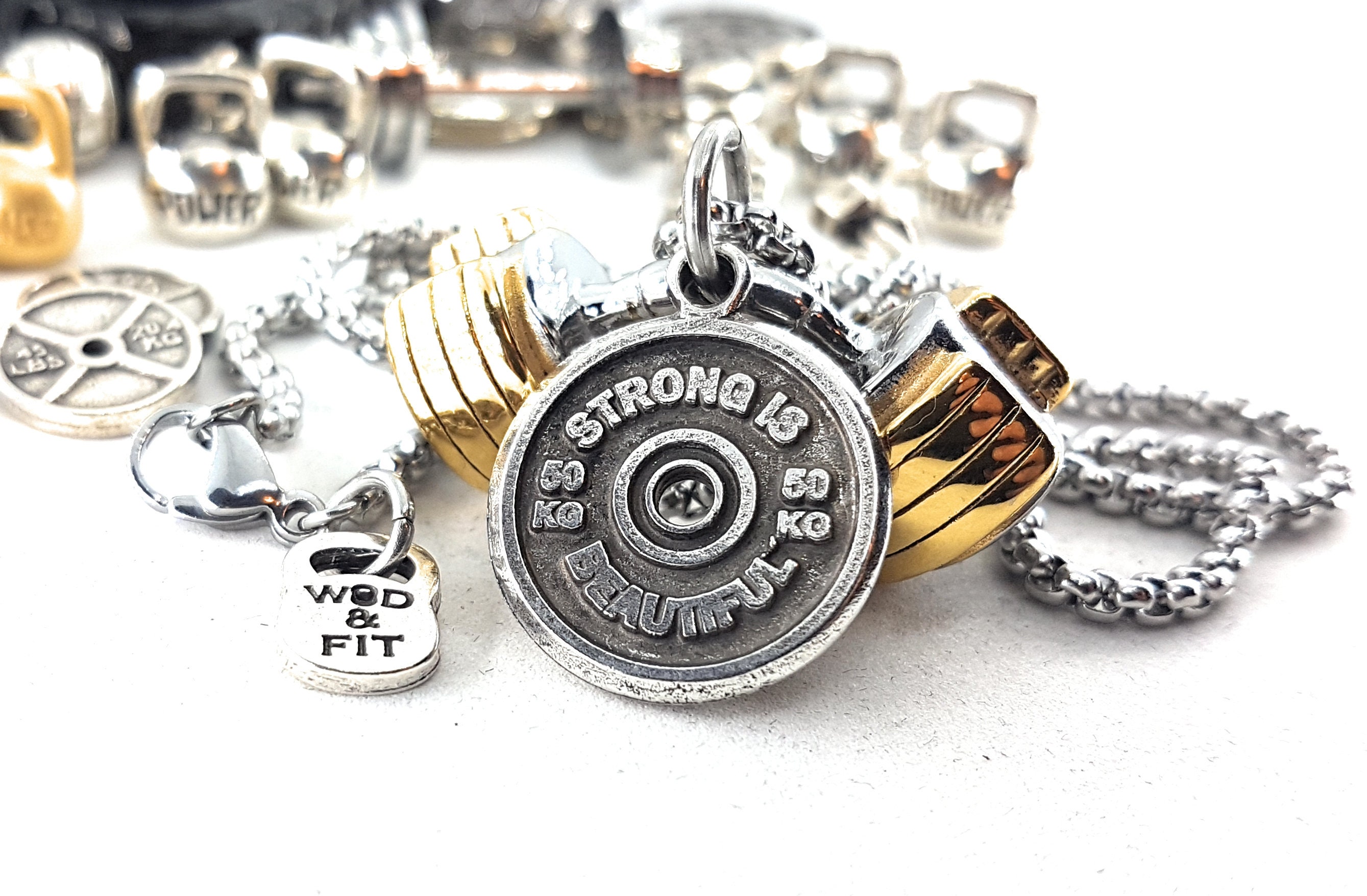 GYM Necklace Gold Bent Barbell Bodybuilding Gift · Boyfriend Gift ...