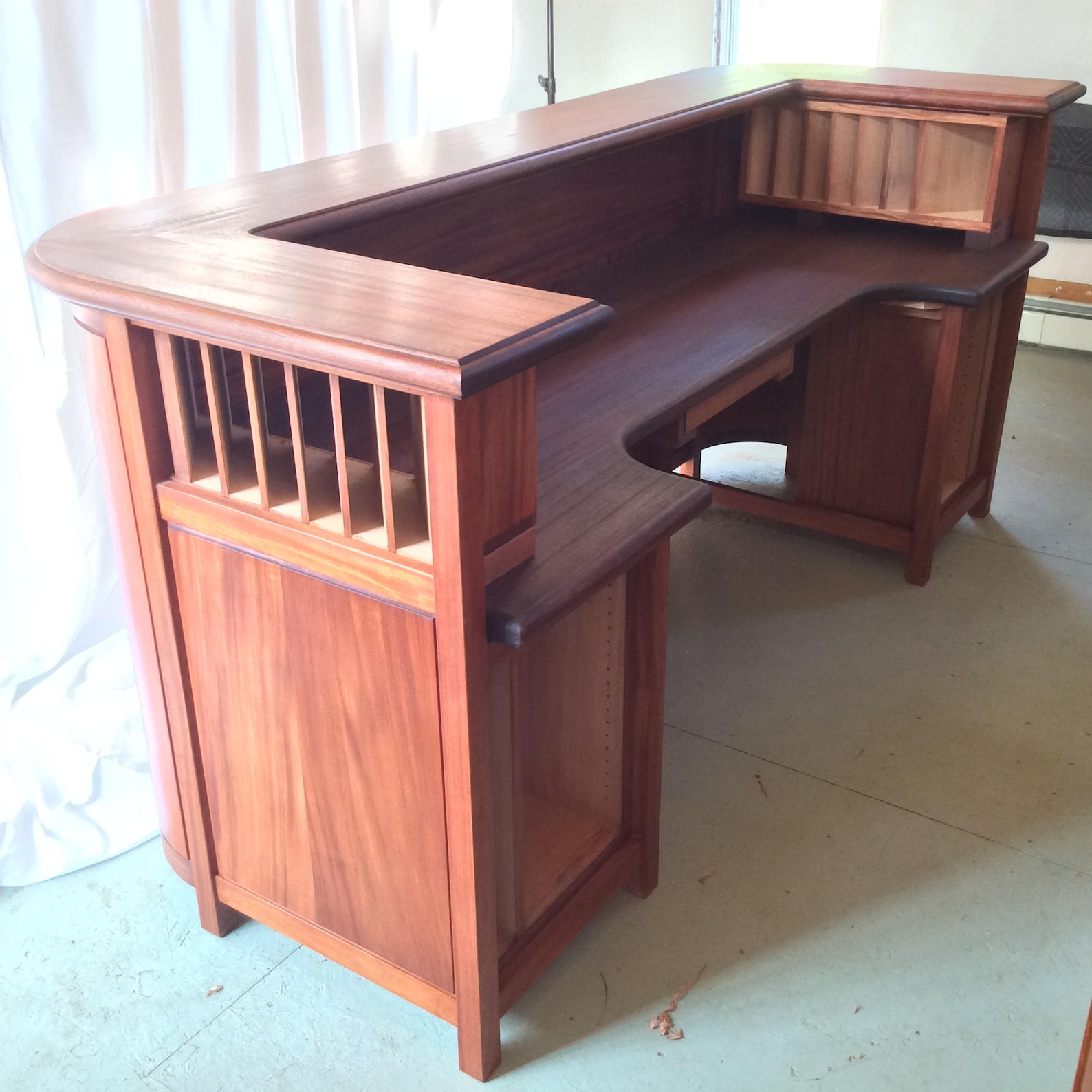 Custom Office Furniture Reception Desk From Mahogany With Computer Desk ...