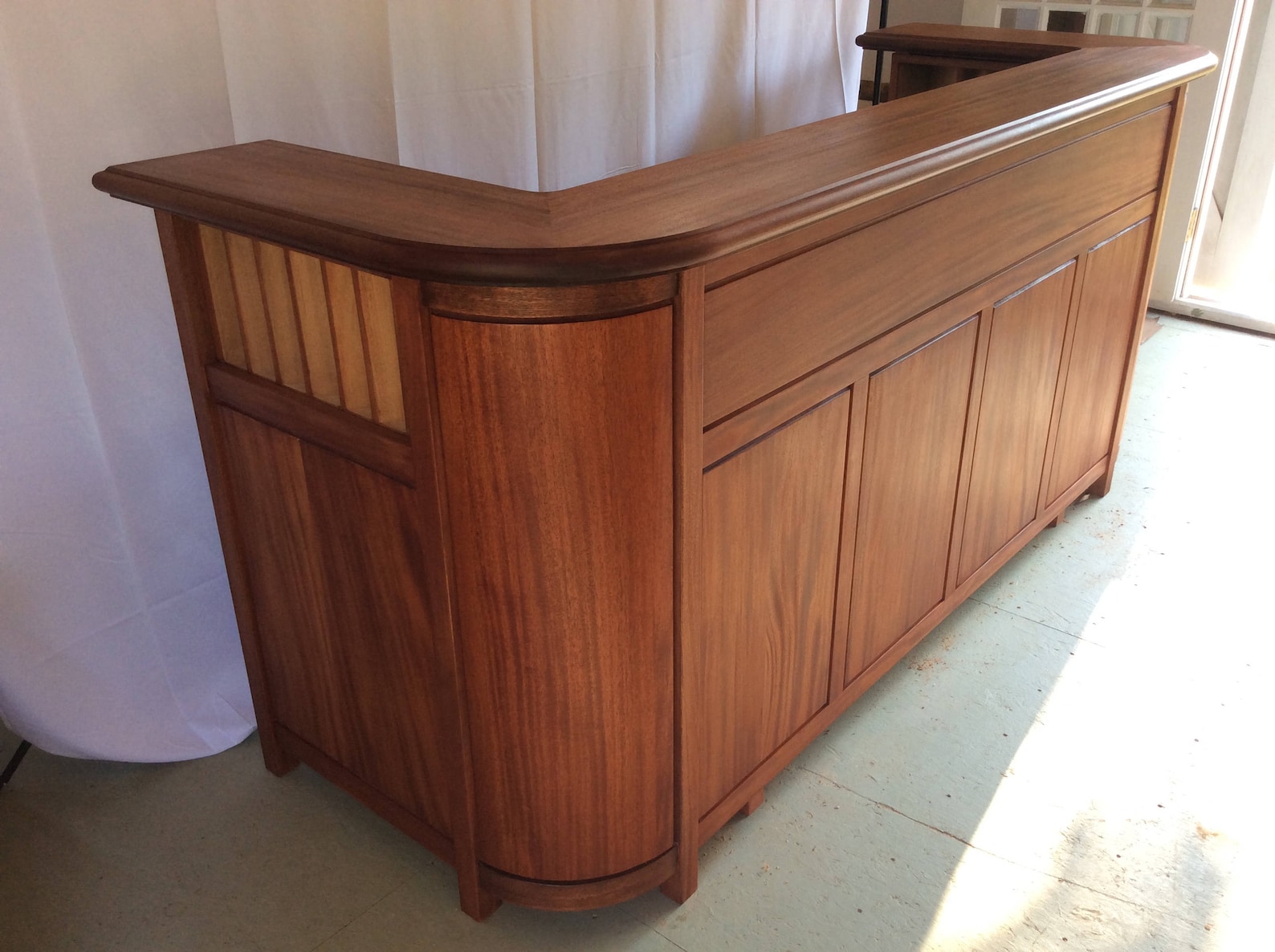Custom Office Furniture Reception Desk From Mahogany With Computer Desk ...