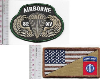 US Army 82nd Airborne Infantry Division Patch Tab Combat Velcro Paratrooper Insignia Uniform SSI ...