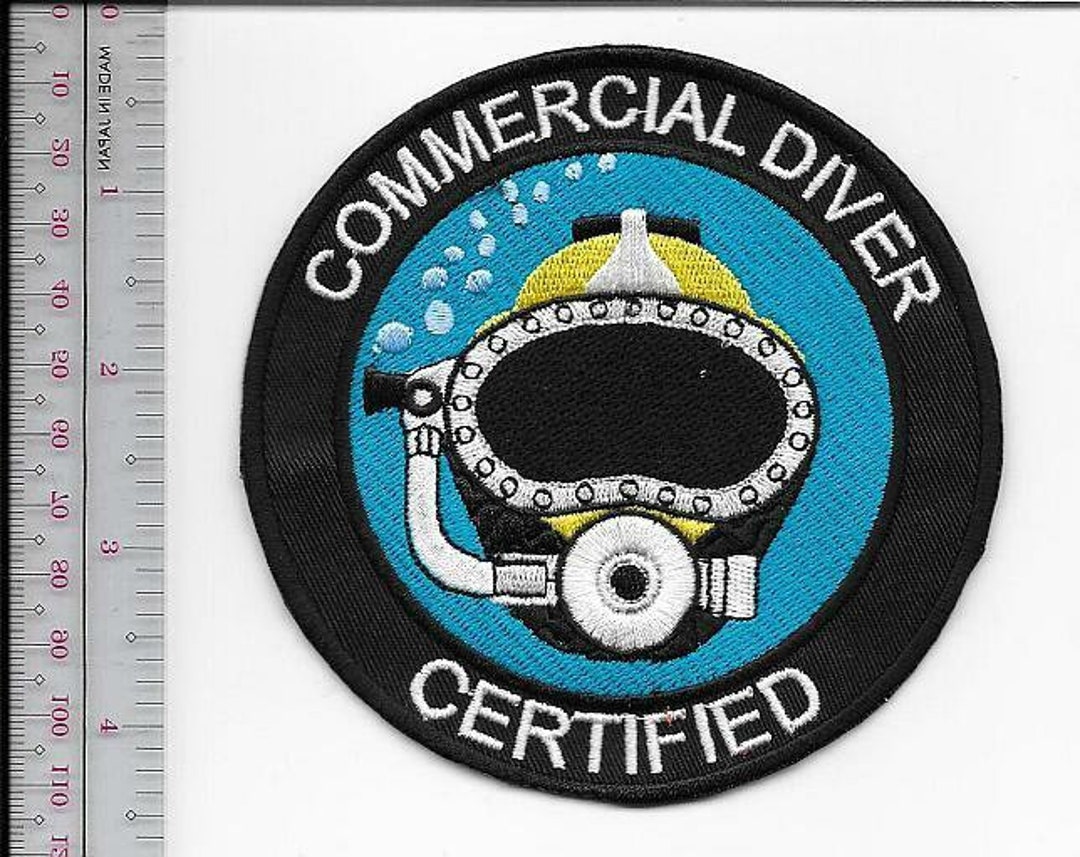 SCUBA Hard Hat Diving Commercial Diver Certified Qualification Patch Lg ...