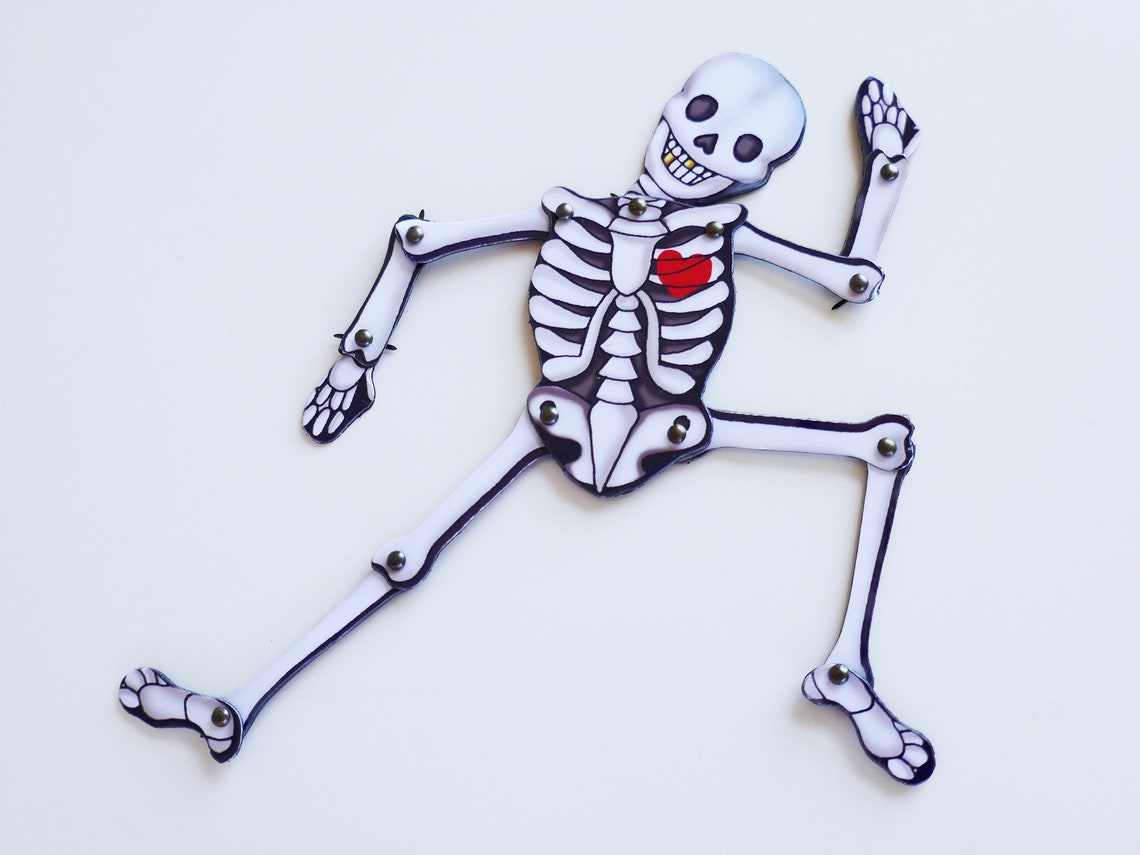 Printable Posable Skeleton Paper Doll: DIY Halloween Party (instant ...
