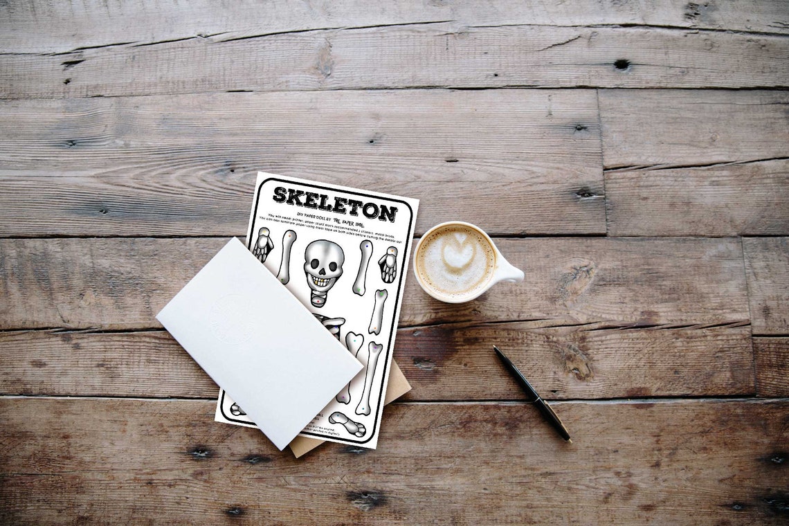 Printable Posable Skeleton Paper Doll: DIY Halloween Party (instant ...