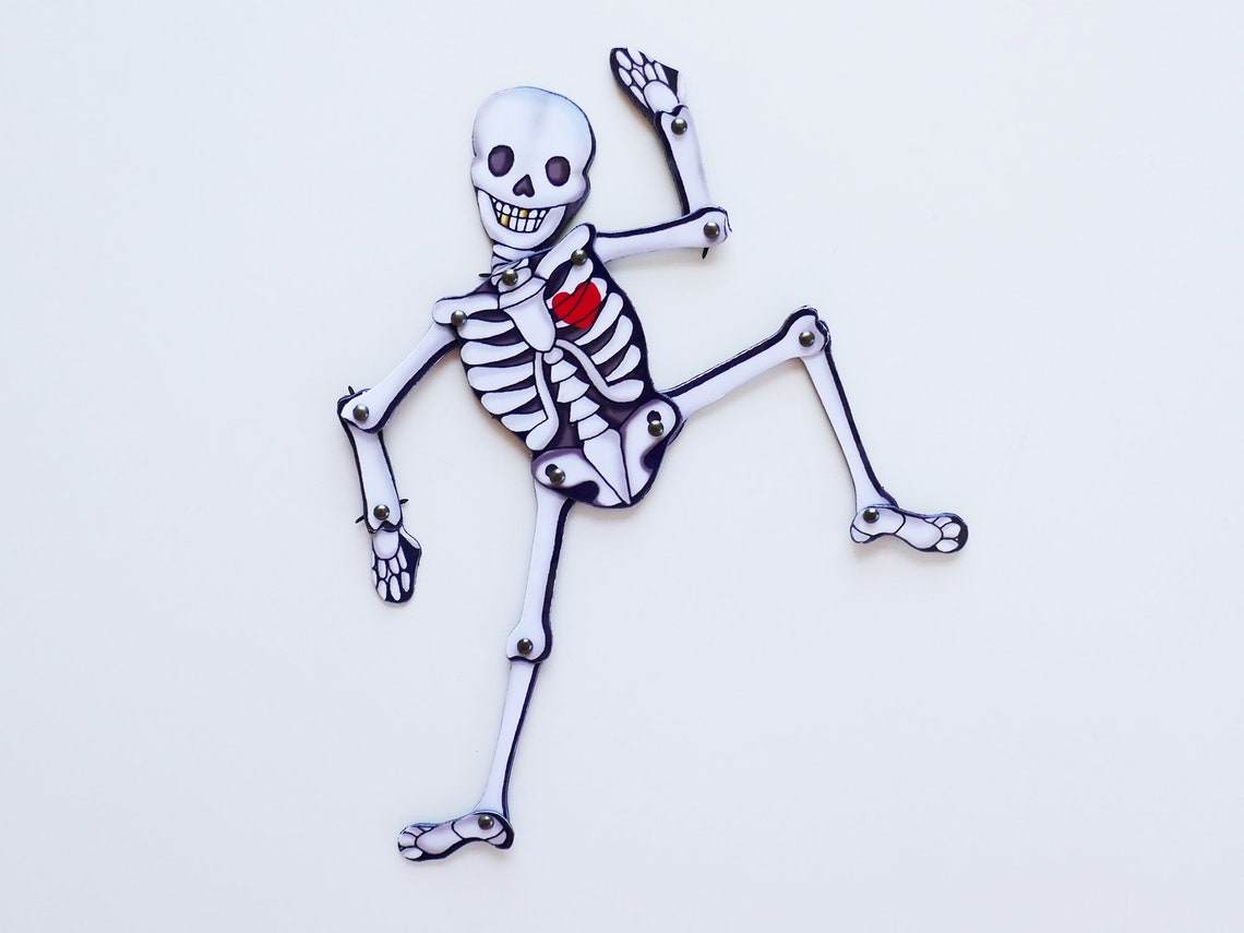 Printable Posable Skeleton Paper Doll: DIY Halloween Party (instant ...
