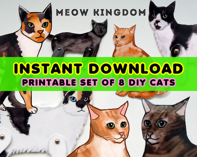 Cat Animal Paper Dolls Puppets Patterns Articulated Mechanical Animals ...
