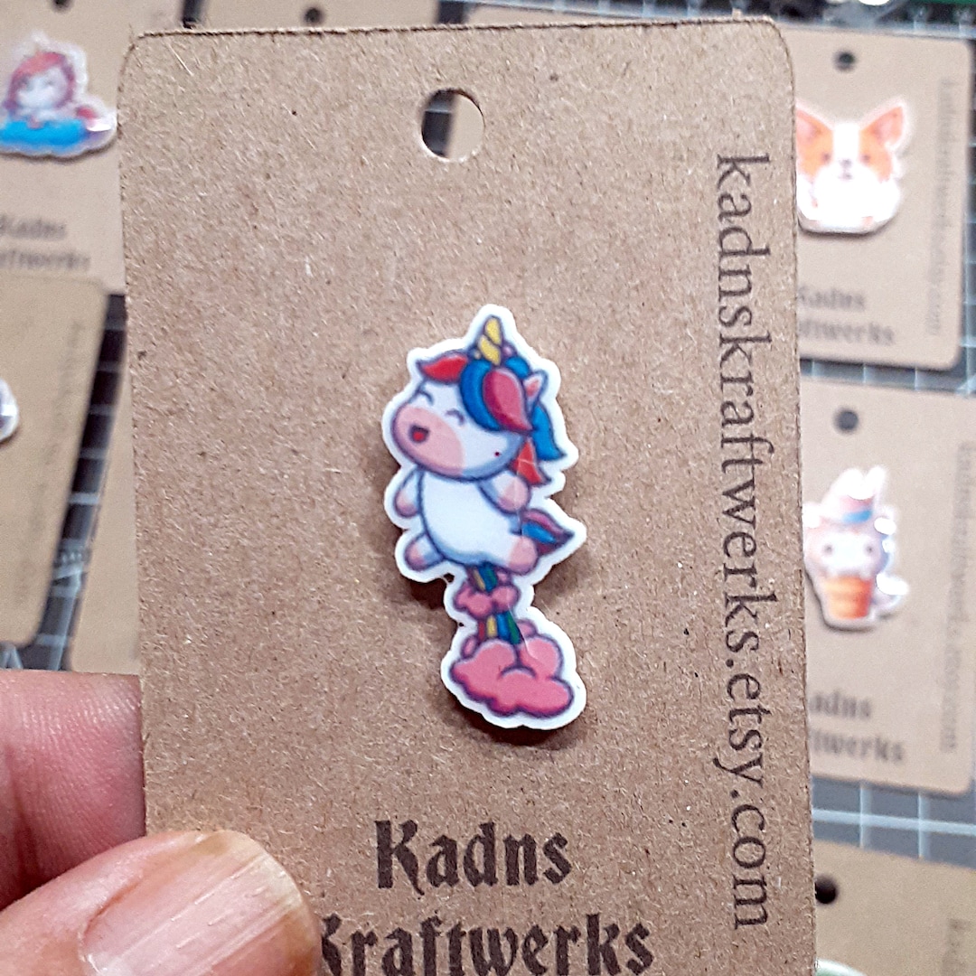 Shrink Plastic Pin Farting Unicorn Colorful Badge Handmade Cute Funny ...