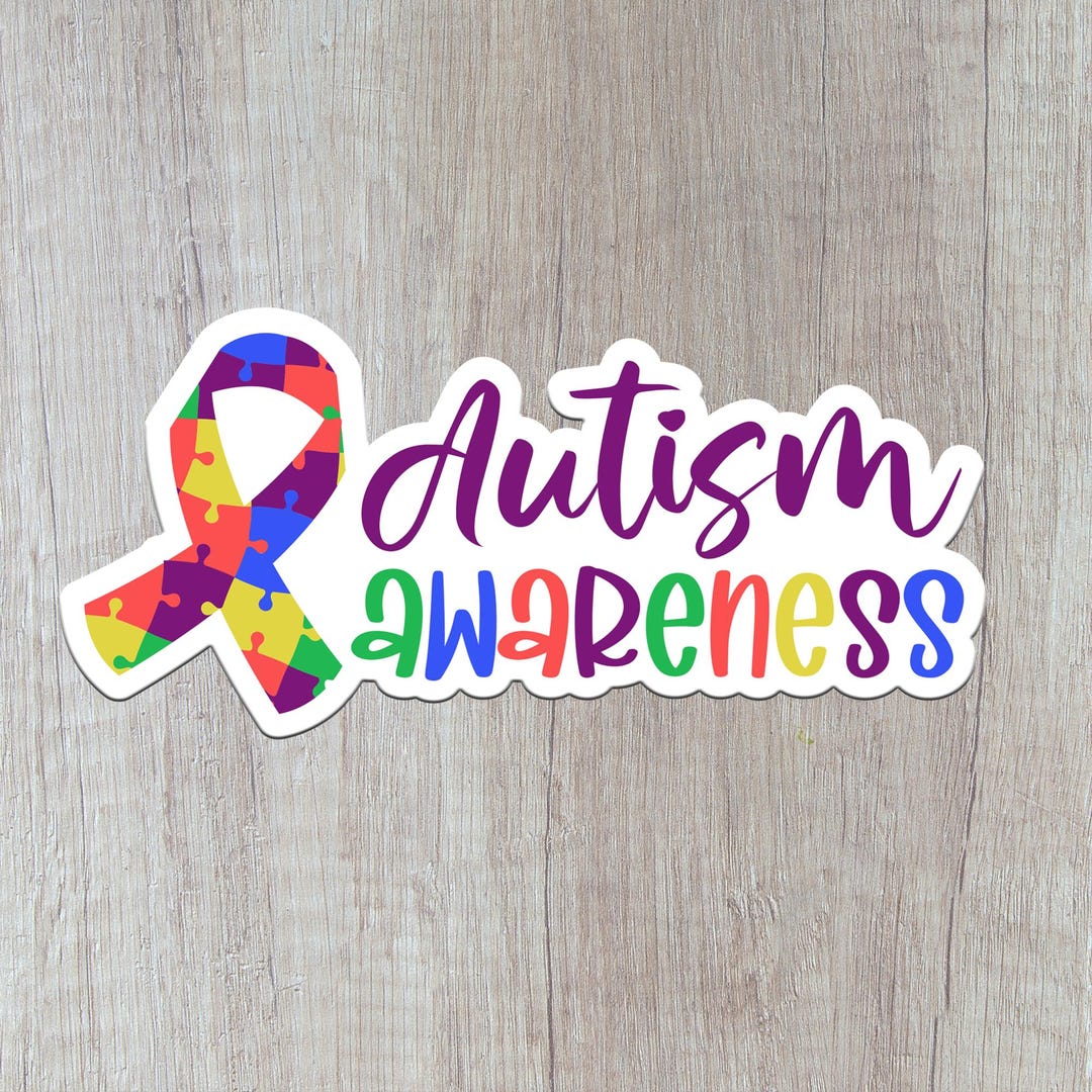 Autism Awareness Ribbon Sticker, Autistic Decal, Spectrum Laptop ...