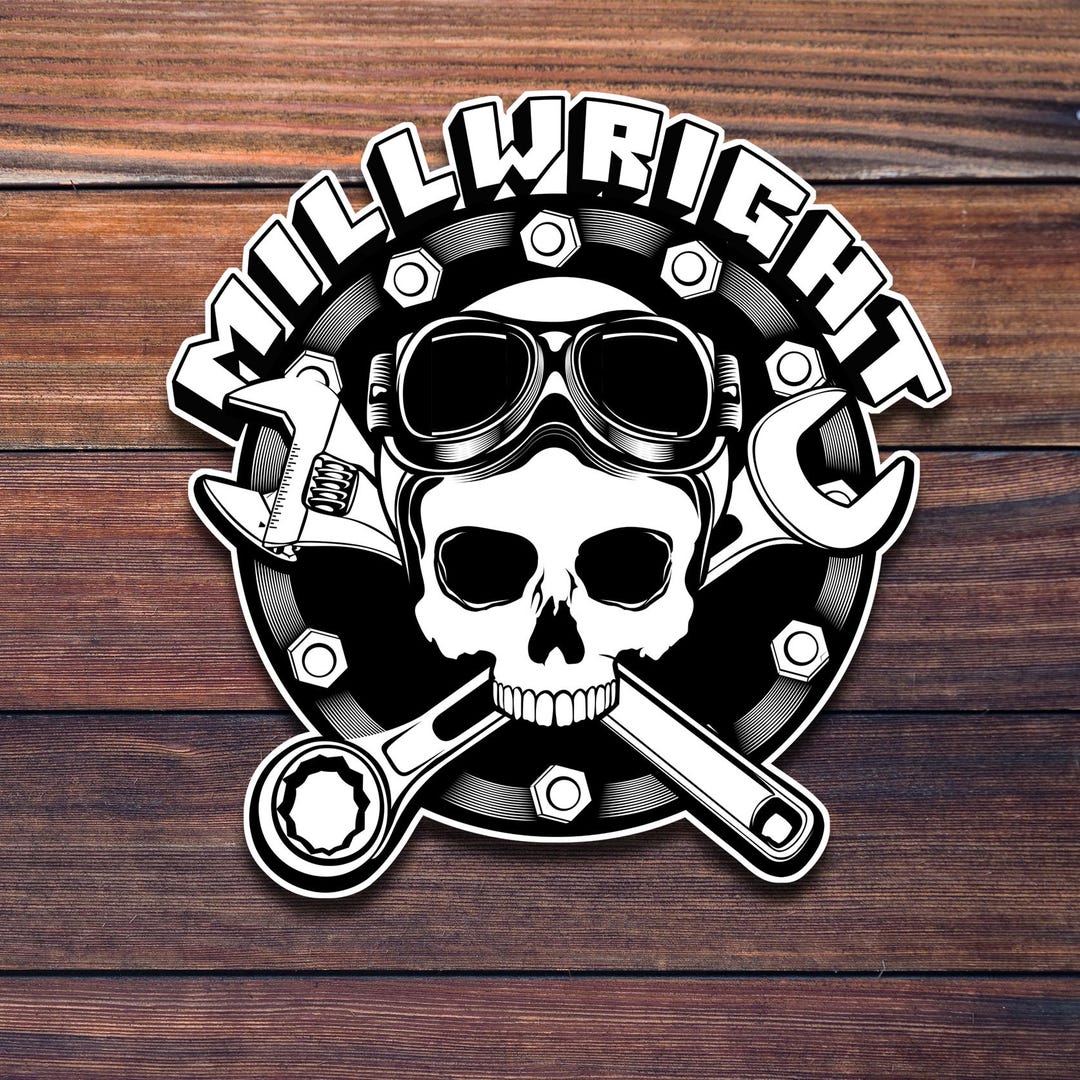 Millwright Skull Sticker, Hard Hat Decal, Laptop Sticker, Tumbler ...