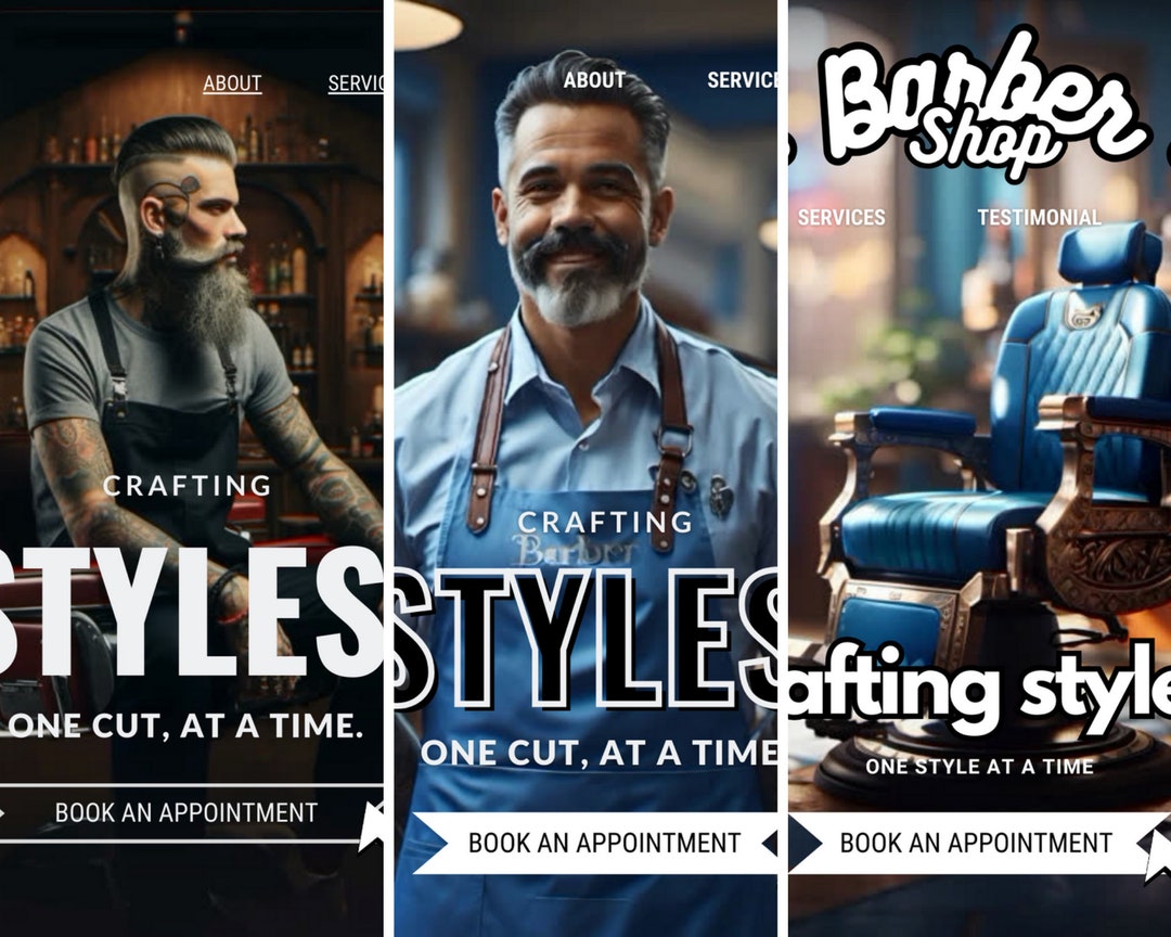 DIY Website Banner Set for Barbers and Salons, Easy to Use MP4 Animated ...