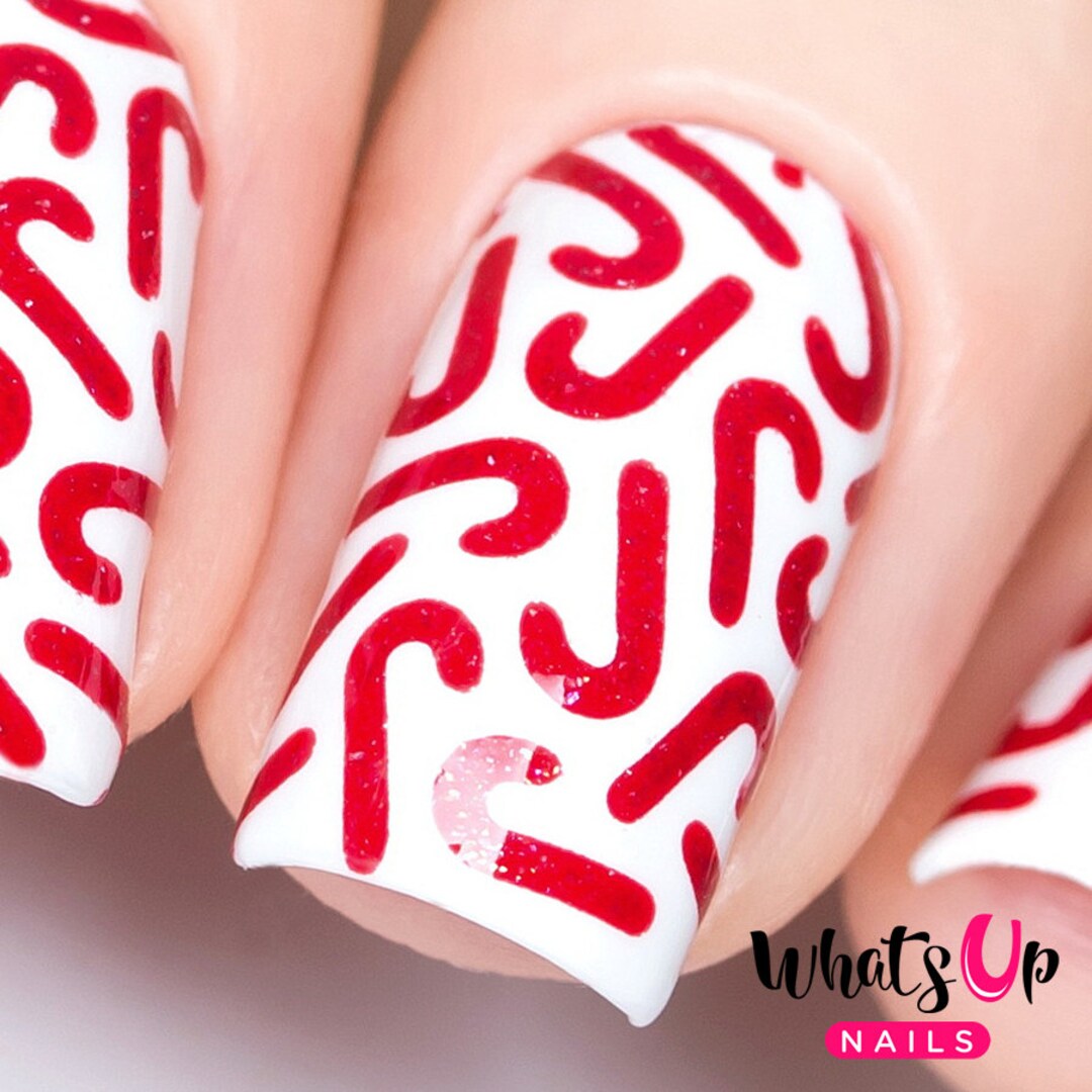 Candy Canes Stencils for Nails, Christmas Nail Stickers, Nail Art, Nail ...