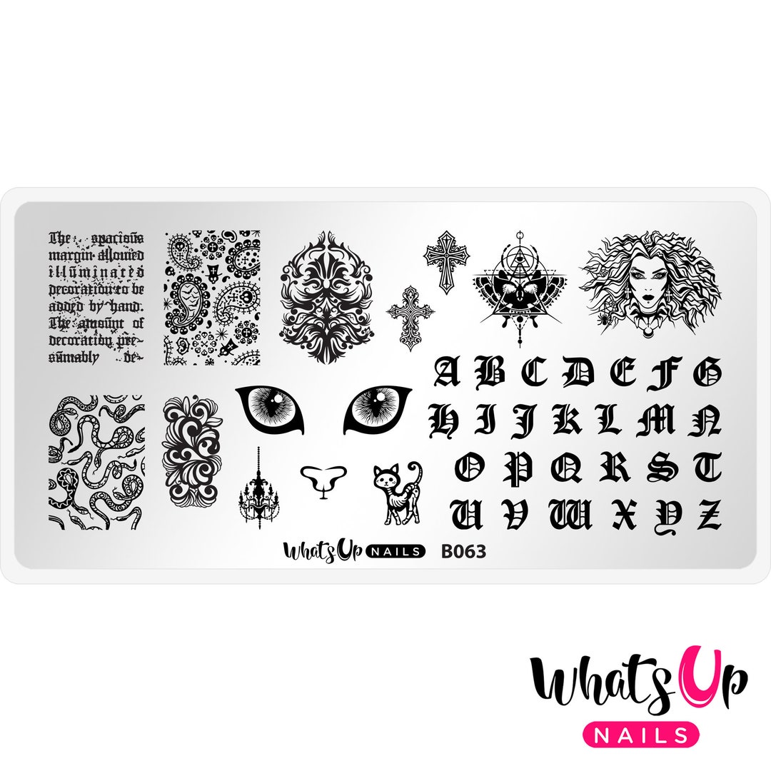 B063 Goth is the New Black Stamping Plate for Stamped Nail Art Design ...