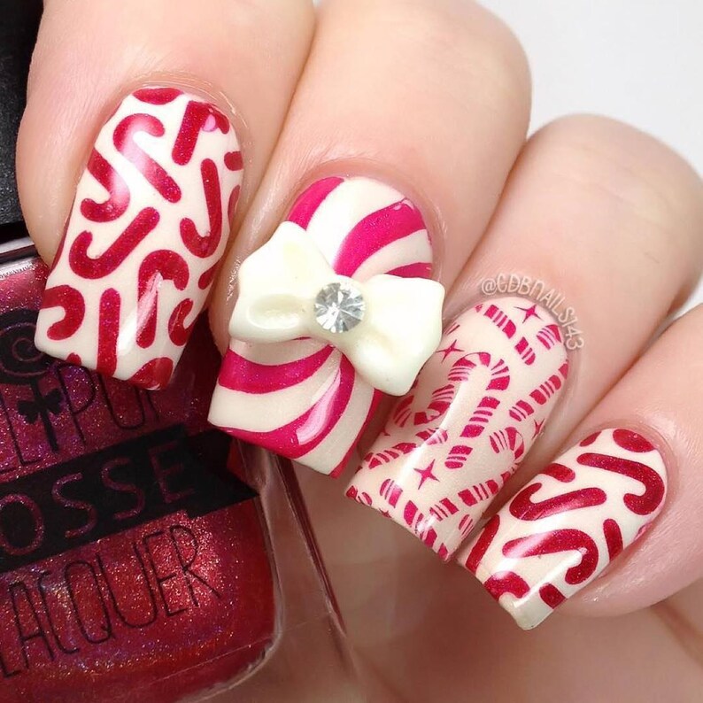 Candy Canes Stencils for Nails Christmas Nail Stickers Nail - Etsy