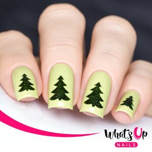 Pine Tree Stencils for Nails, Christmas Nail Stickers, Nail Art, Nail ...