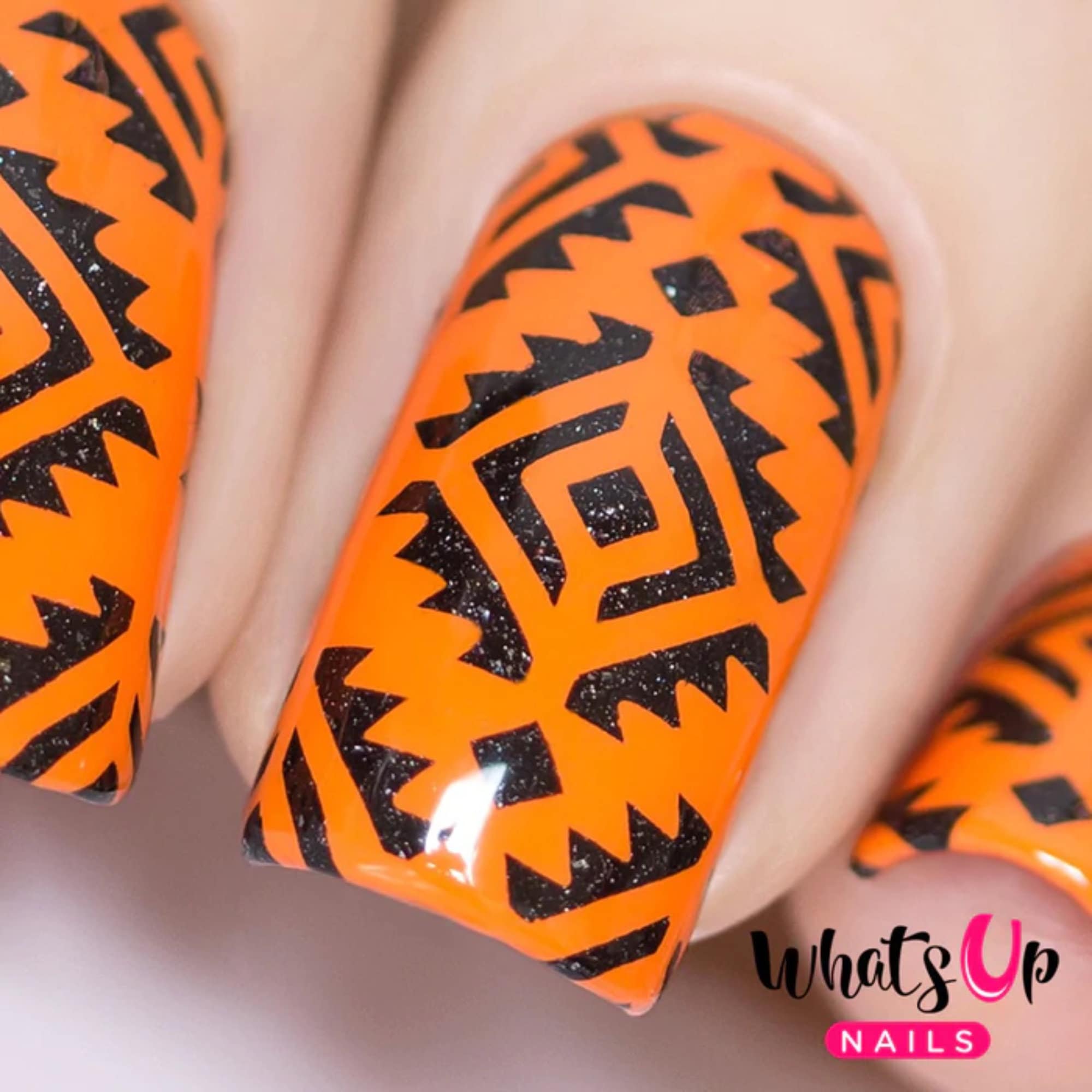 Neon Tribal Print Nails