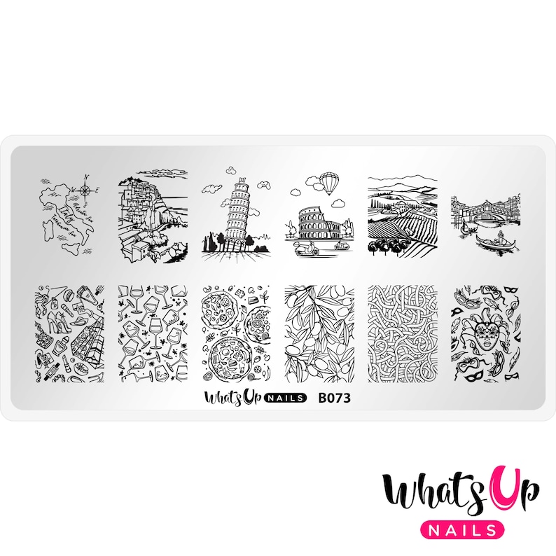 Whats up Nails - B073 Ciao Italia Stamping Plate for Stamped Nail Art ...