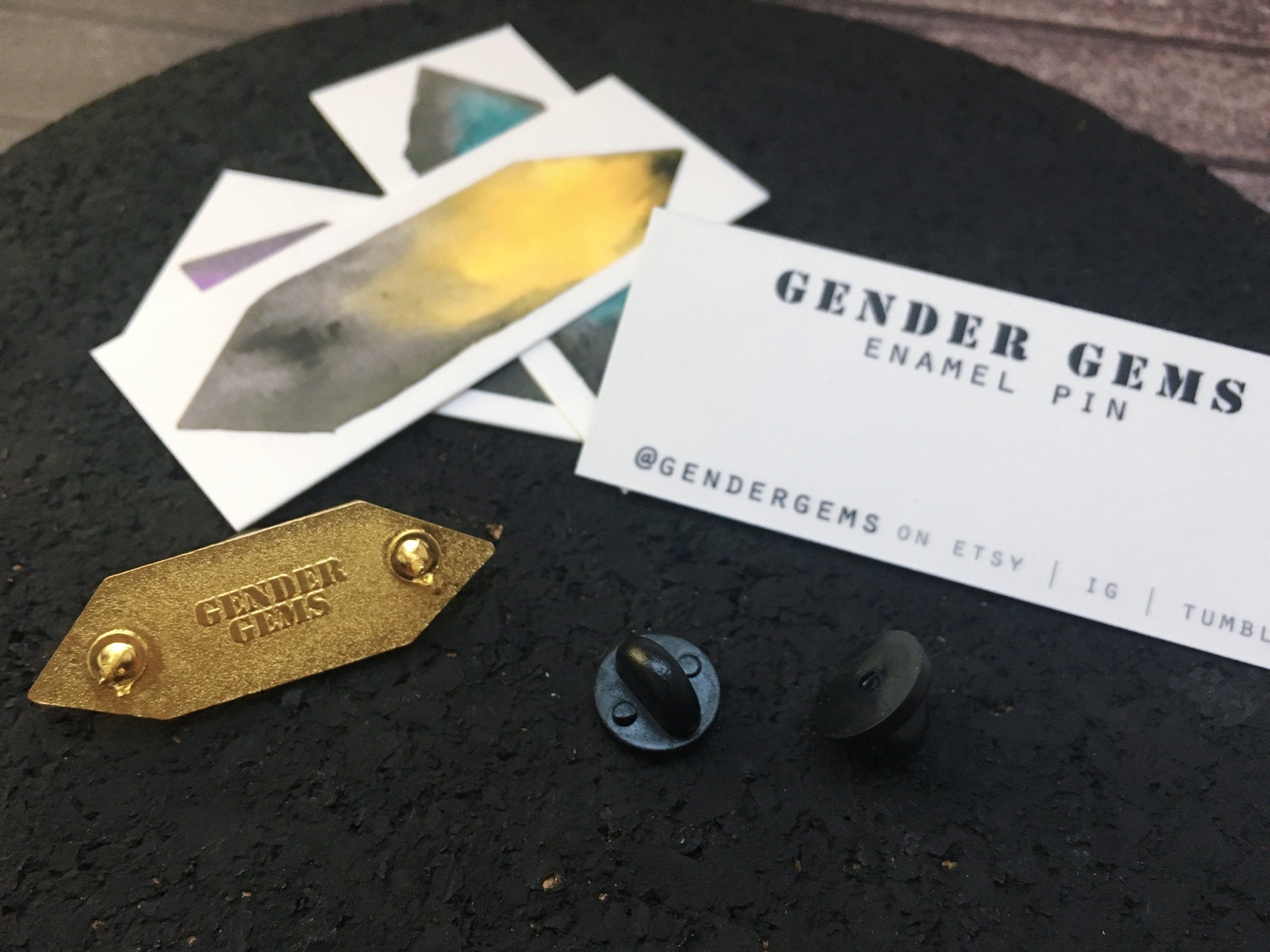 Crystal Gender Pronoun Soft Enamel Pin black/gold Edition | Etsy