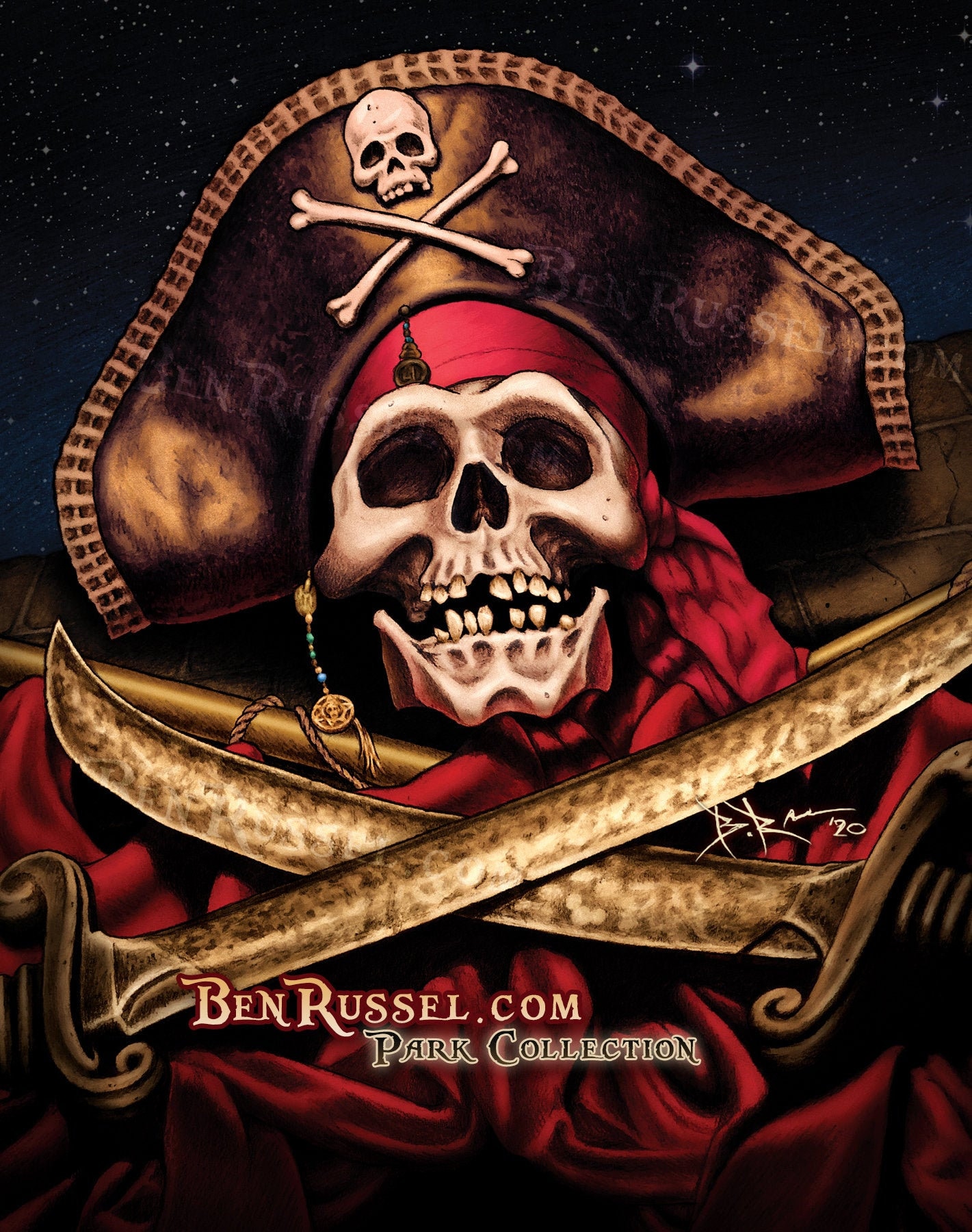 Pirates of the Caribbean Talking Skull, 11x14 Print by Ben Russel ...